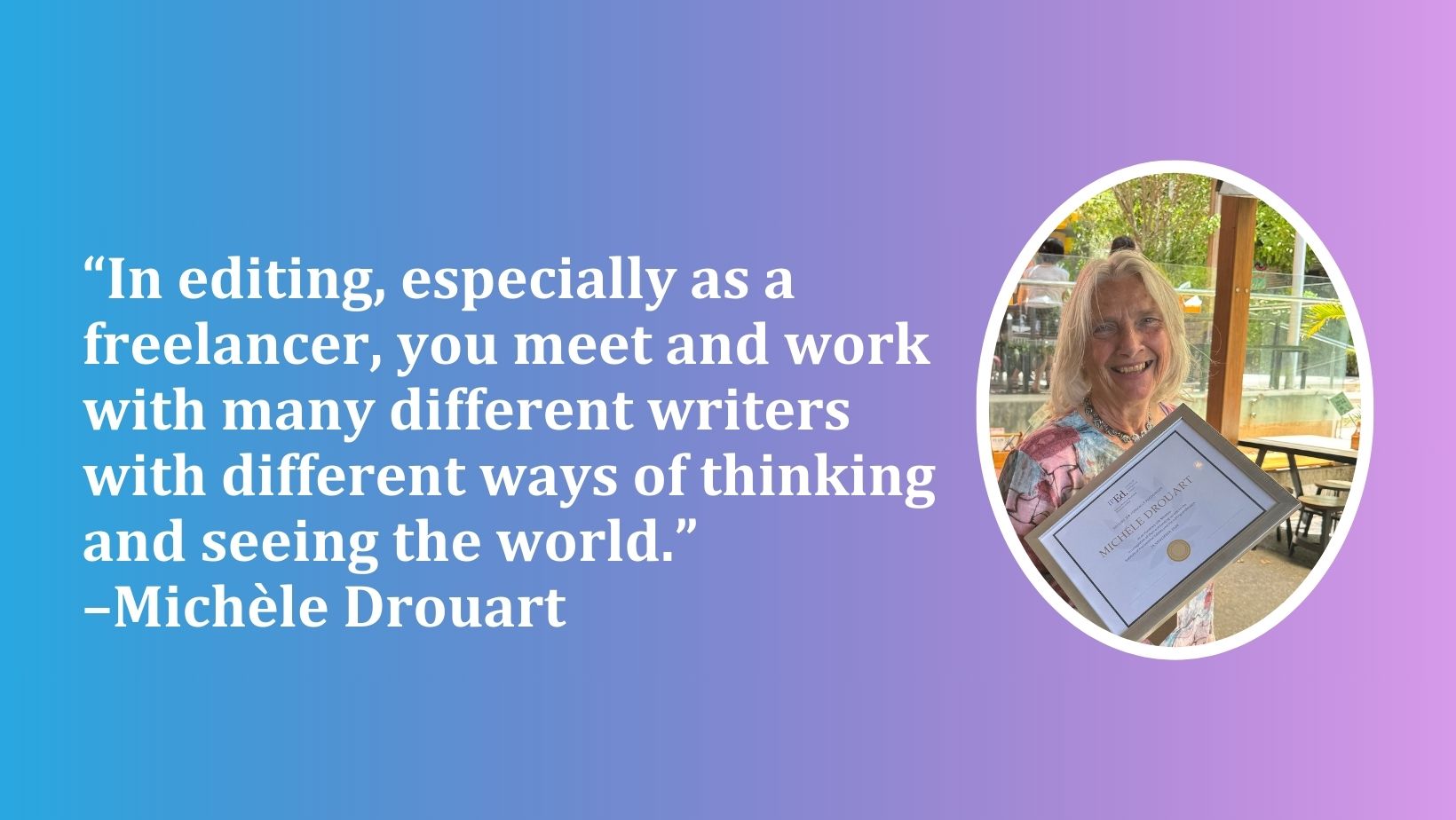 Shaping stories: Michèle Drouart is IPEd’s newest Honorary Life Member ...